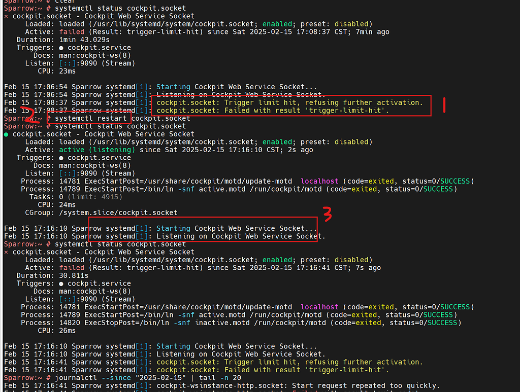 cockpit.socket 异常终止报错 trigger-limit-hit - 服务器基础 - openSUSE 中文论坛
